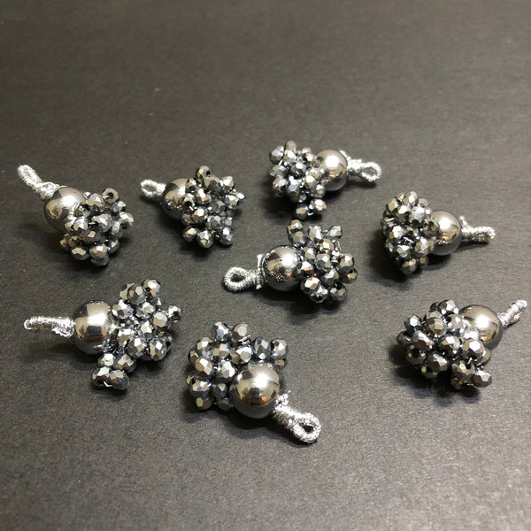 Dangling Greyish Silver Opaque Crystals Golden Tassel – Carchop Need