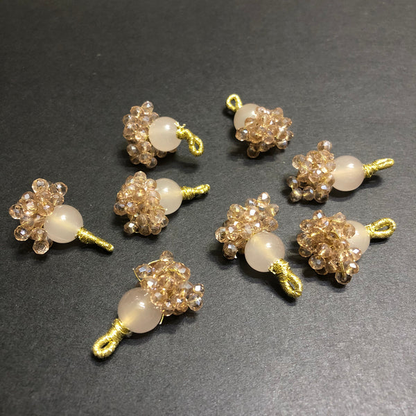 Dangling Champagne Transparent Crystals Golden Tassel – Carchop Need