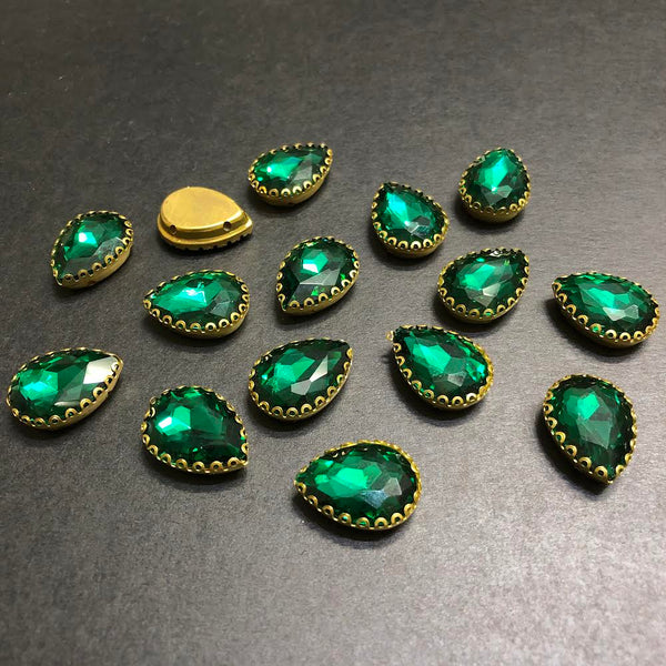 Clipy Golden Emerald Green Drop Stones – Carchop Need